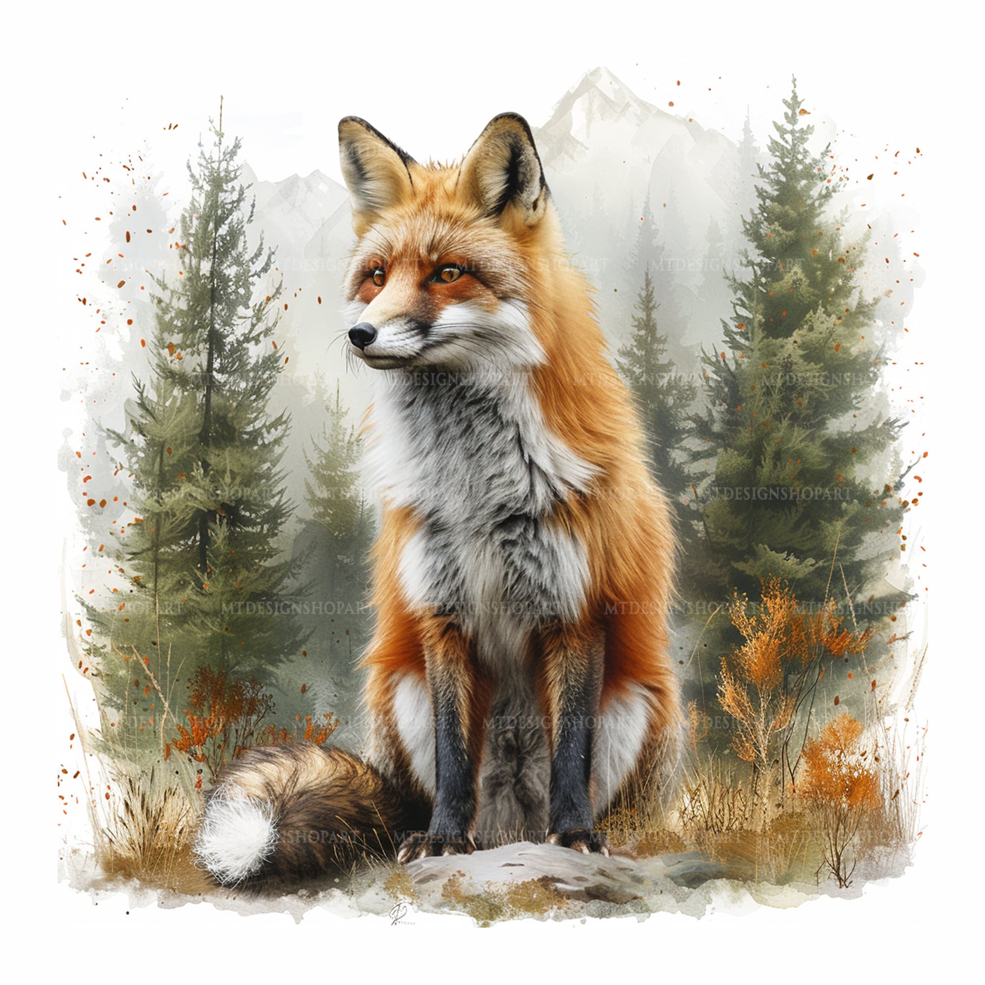 15 Fox Clipart, Printable Watercolor Clipart, Watercolor Fox Clipart ...