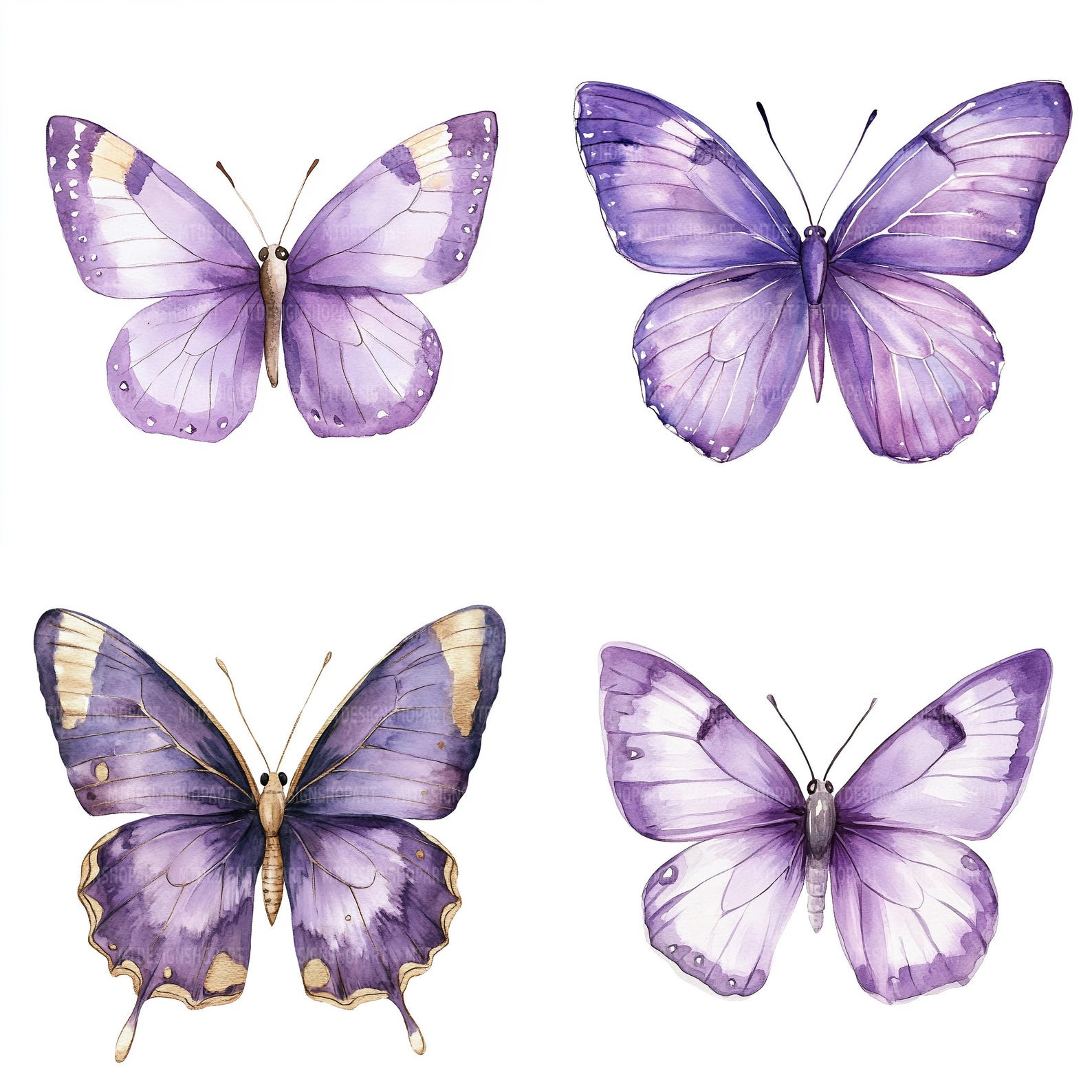 19 Purple Butterfly Clipart, Gold and Purple Butterflies , Printable ...