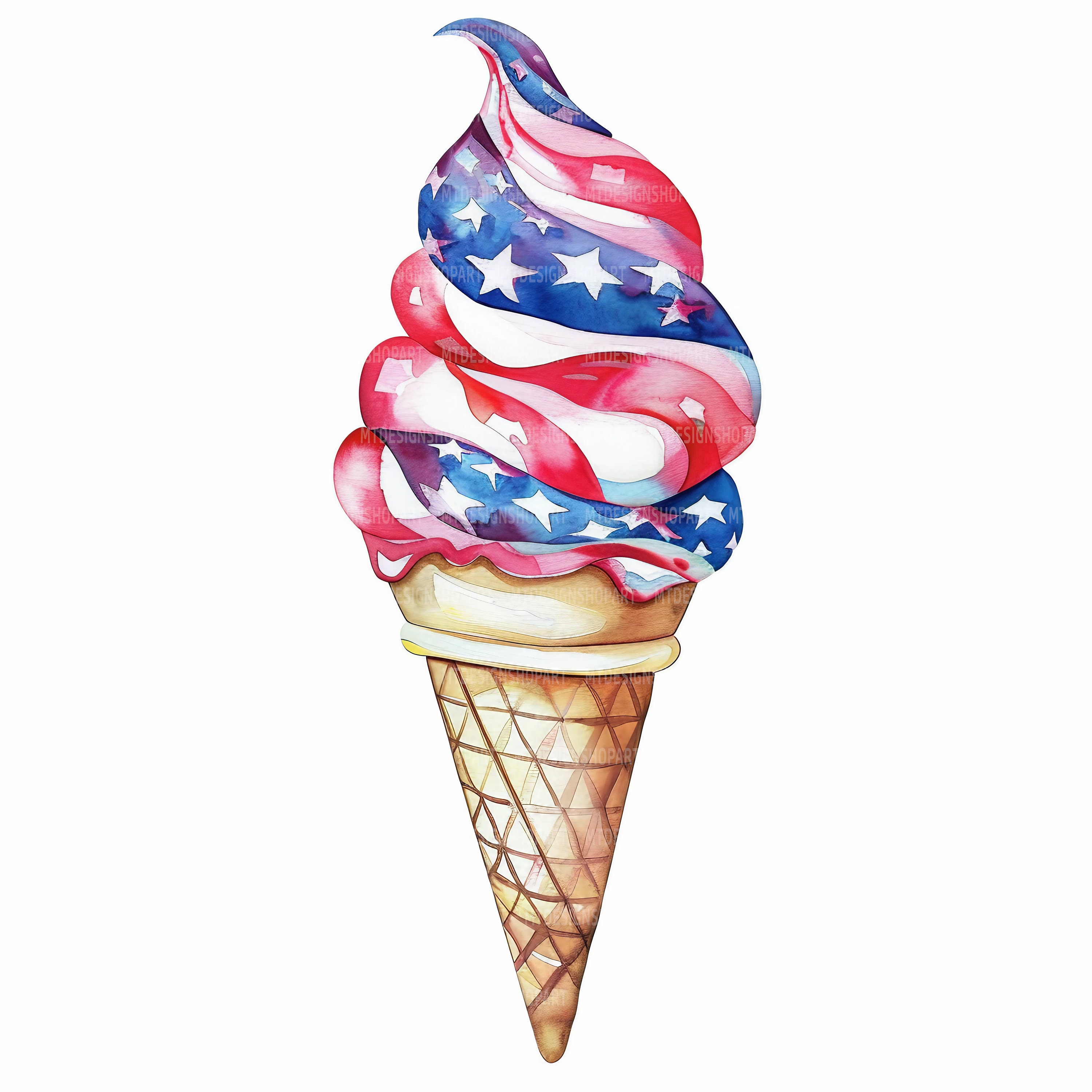 11 Patriotic Ice Cream Clipart, Usa Flag Clipart, Ice Cream, Printable ...