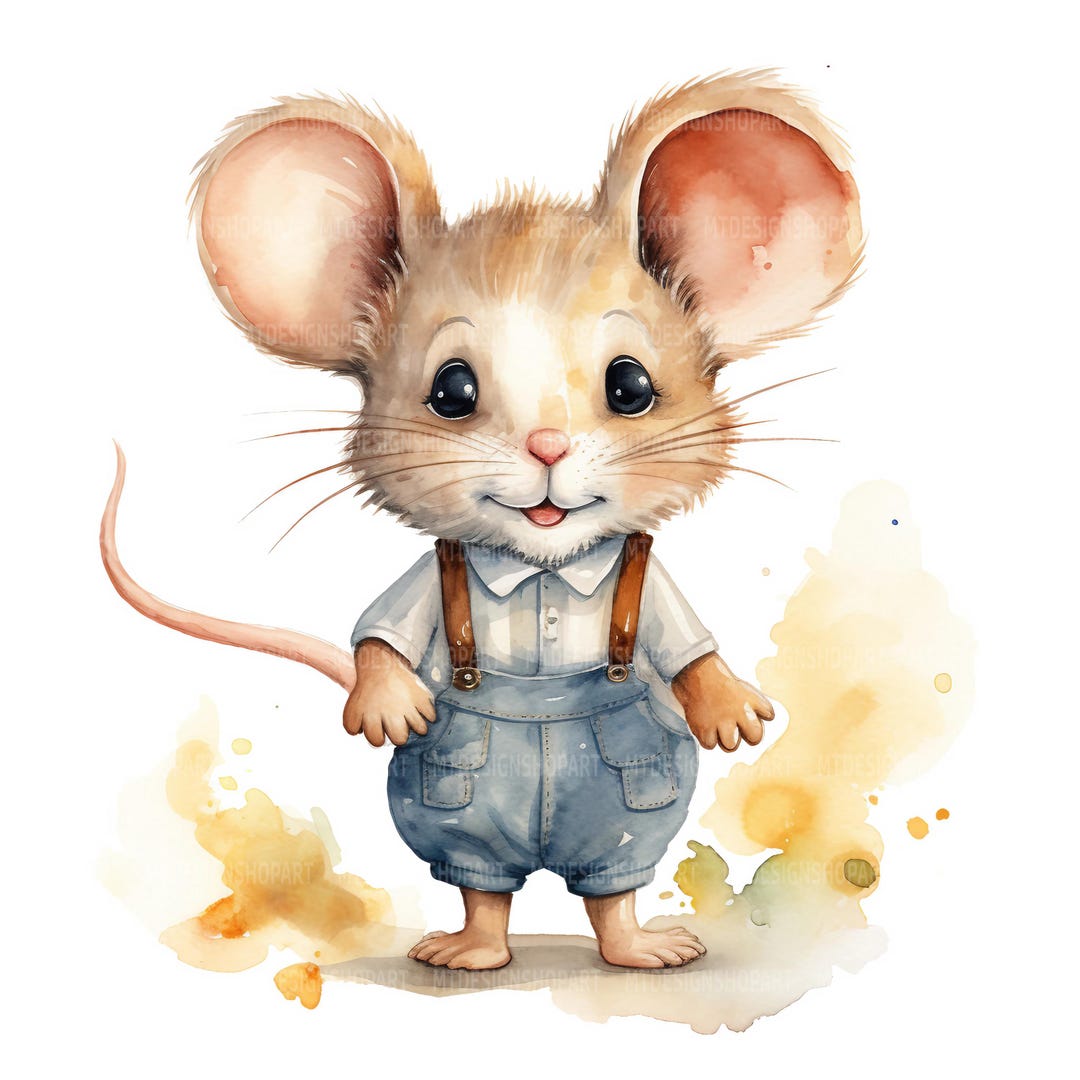 16 Cute Mouse With Flowers Clipart, Mouse Artist, Printable Watercolor ...