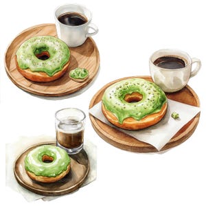 18 Donut and Coffee Clipart, Donut Clipart, Printable Watercolor ...