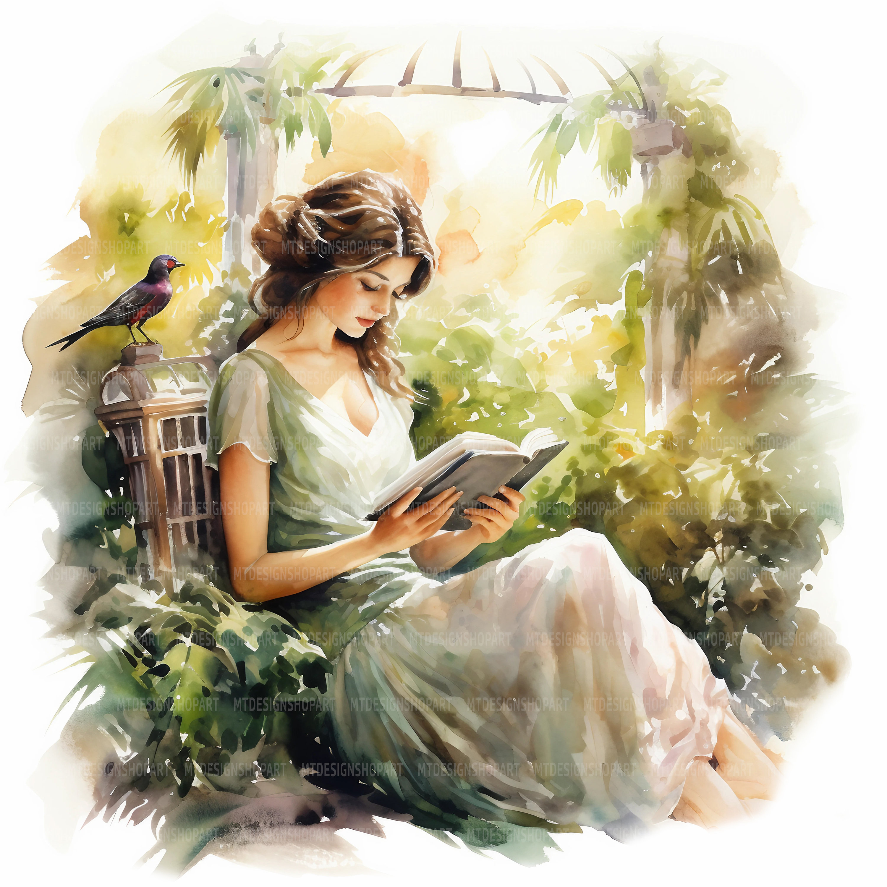 13 Woman Reading Book Clipart, Elegant Lady Clipart, Printable ...