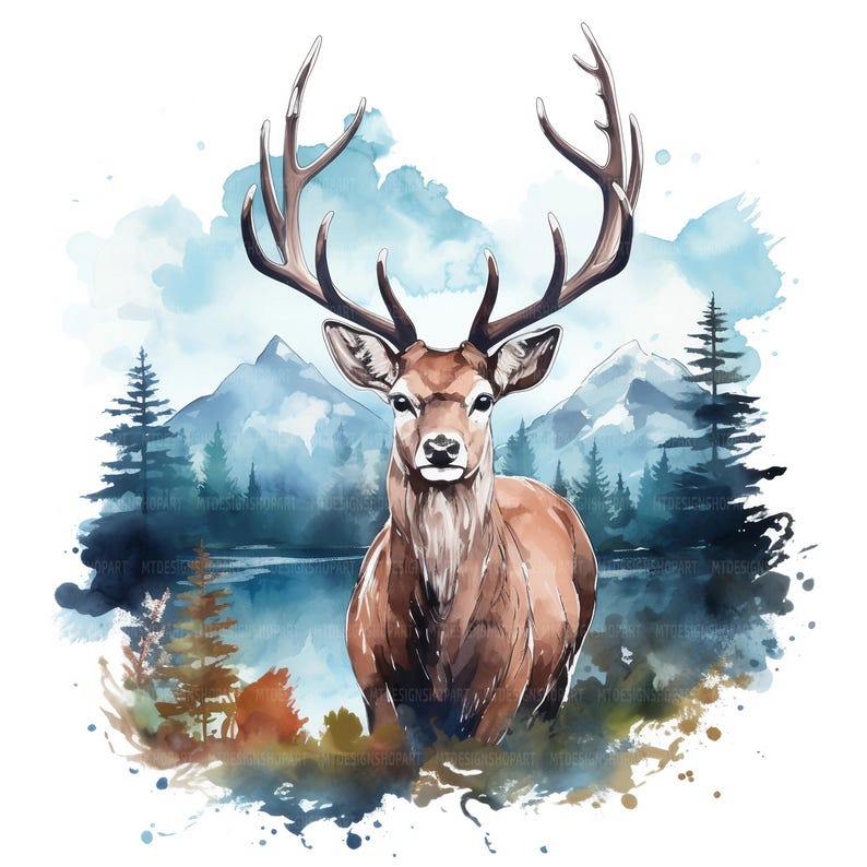 Watercolor Deer Clipart: Forest Animal Jpgs (digital Download) - Etsy