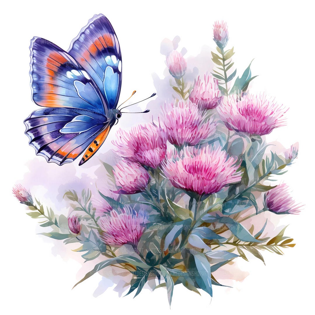 26 Butterfly in Flowers Clipart, Butterflies Clipart, Printable ...