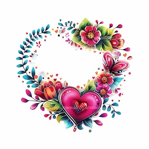 20 Watercolor Flower Heart Clipart, High Quality Jpgs, Floral Hearts ...