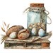 15 Rustic Jar Clipart, Rustic Bread Clipart, Easter Eggs, Watercolor ...