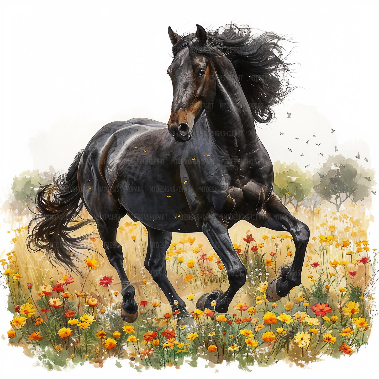 12 Black Horses Clipart, Horse Clipart, Watercolor Clipart, Paper Craft ...