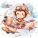 23 Baby Monkey Flying Clipart, Baby Animals, Printable Watercolor ...