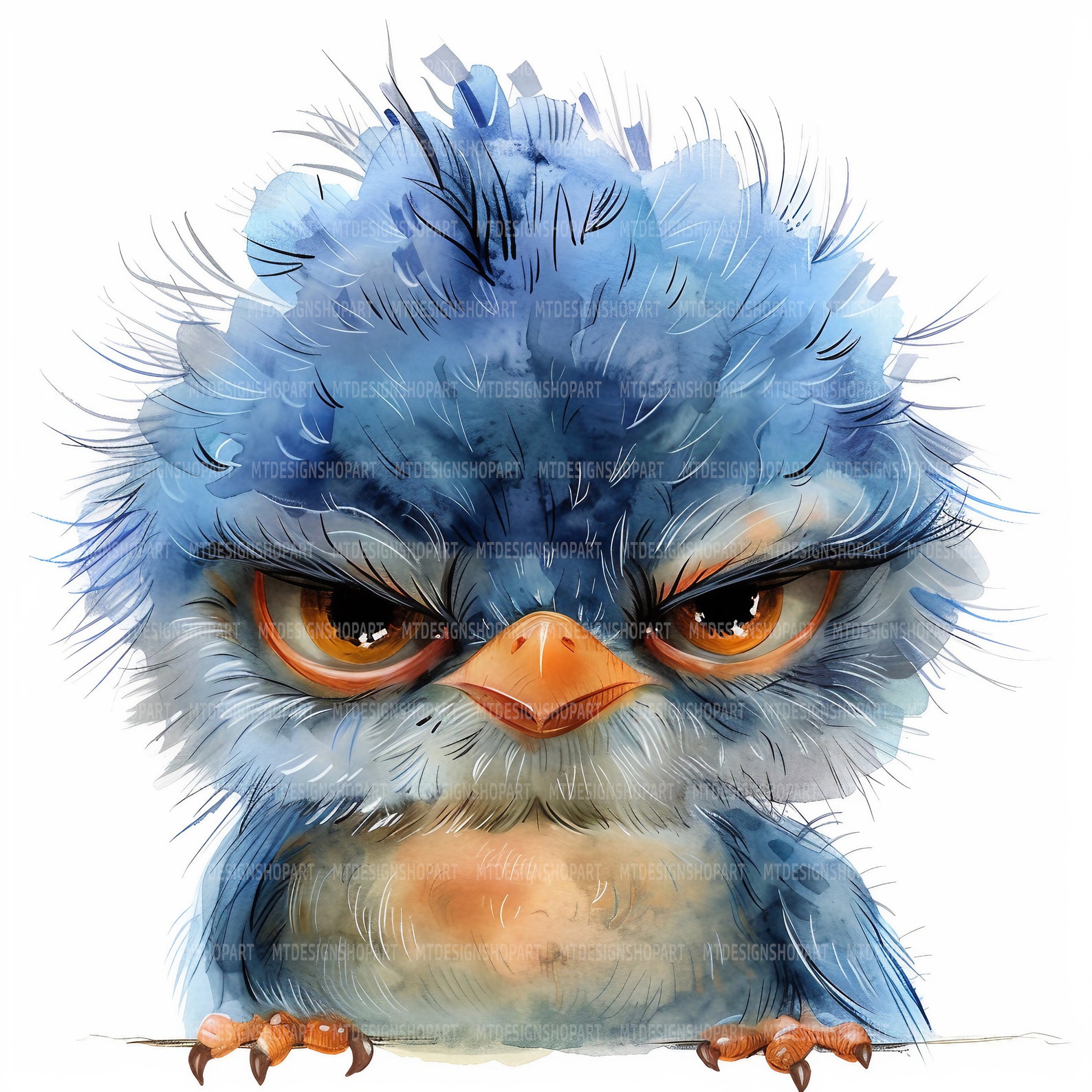 18 Grumpy Birds Clipart, Birds Clipart, Funny Birds, Watercolor Clipart ...