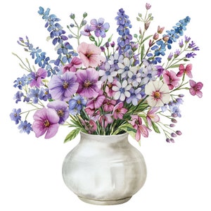 12 Purple Meadow Flowers in Vase Clipart, Purple Flowers Clipart ...