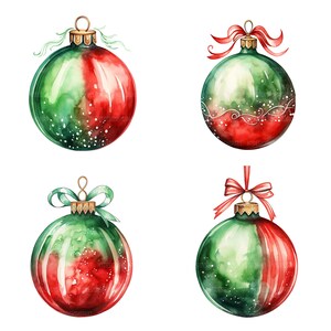 22 Christmas Bauble Clipart, Red and Green Bauble, Bauble, Printable ...