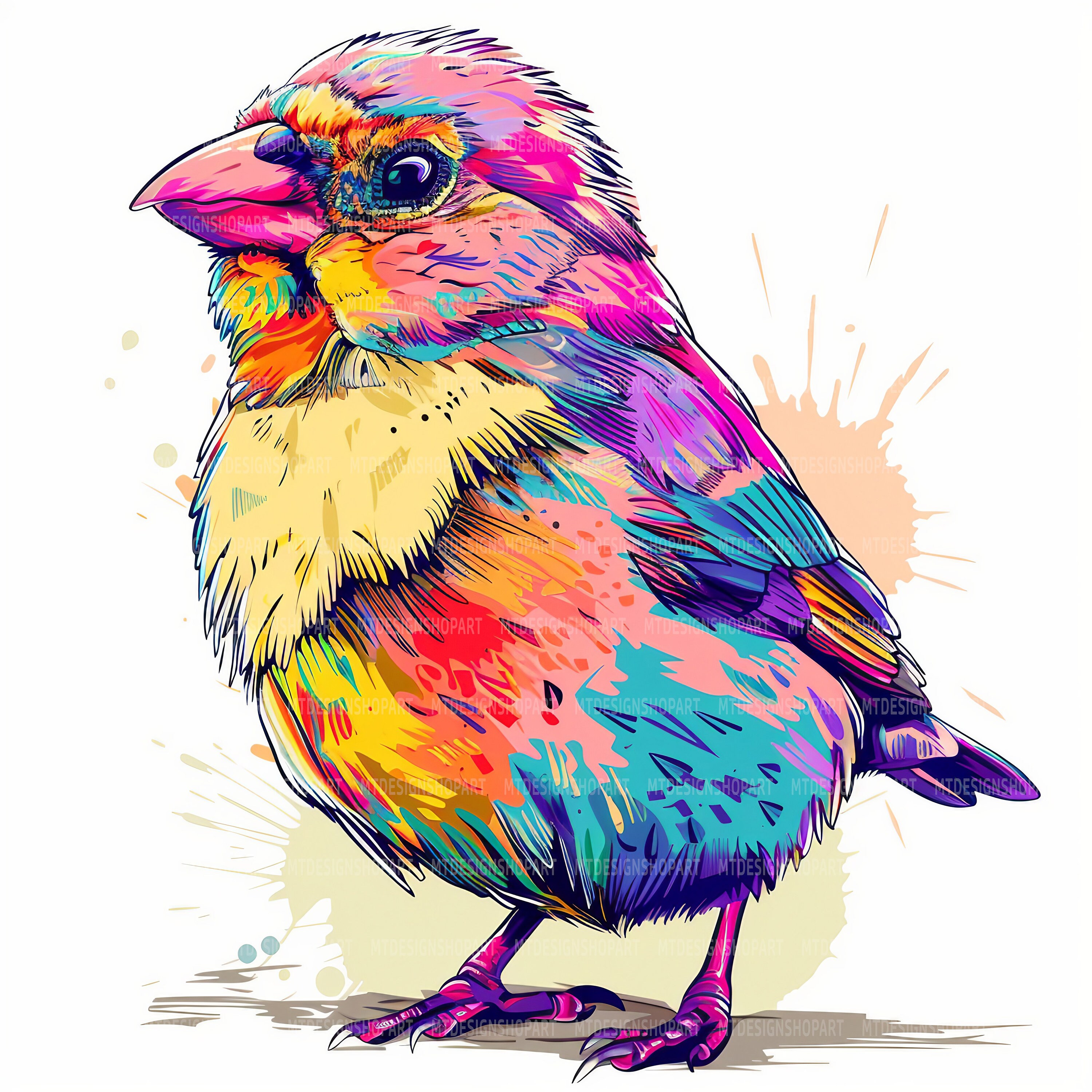 18 Crazy Bird Clipart, Whimsical Birds Clipart, Funny Birds, Watercolor ...