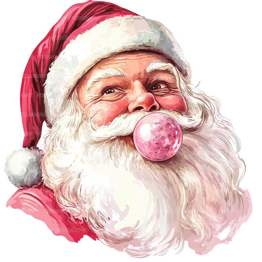 16 Santa Claus Blowing Bubble Clipart, Santa Christmas, Printable ...