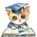 15 Cat Graduation Clipart, Cat Wearing a Graduation Cap and Coat ...