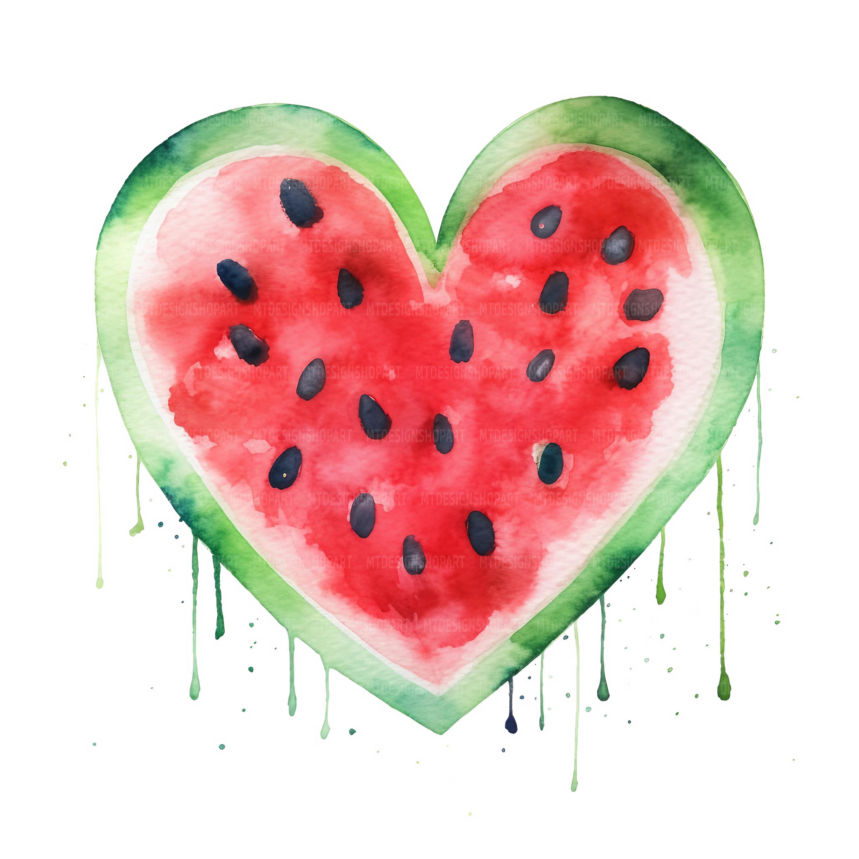 16 Watermelon Heart Clipart , Watermelon Clipart, Printable Watercolor ...