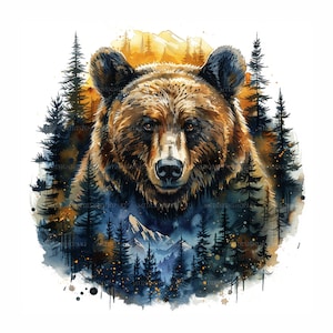 14 Bear Clipart, Printable Watercolor Clipart, Watercolor Bear Clipart ...