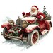 16 Festive Santa Car Clipart, Christmas Santa Claus Clipart, Printable ...