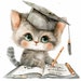 15 Cat Graduation Clipart, Cat Wearing a Graduation Cap and Coat ...