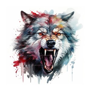 18 Crazy Wolfs Clipart, High Quality Jpgs, Watercolour, Crazy Wolfs ...