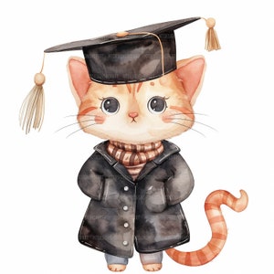 15 Cat Graduation Clipart, Cat Wearing a Graduation Cap and Coat ...