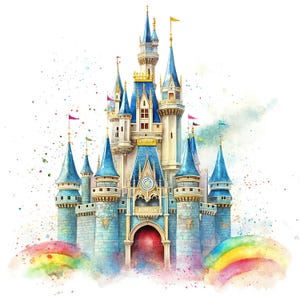 18 JPG Rainbow Princess Castle Bundle Clipart, Digital Download Cute ...