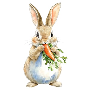 Bunny & Carrot Watercolor Clipart: Paper Crafts, Junk Journals (digital ...