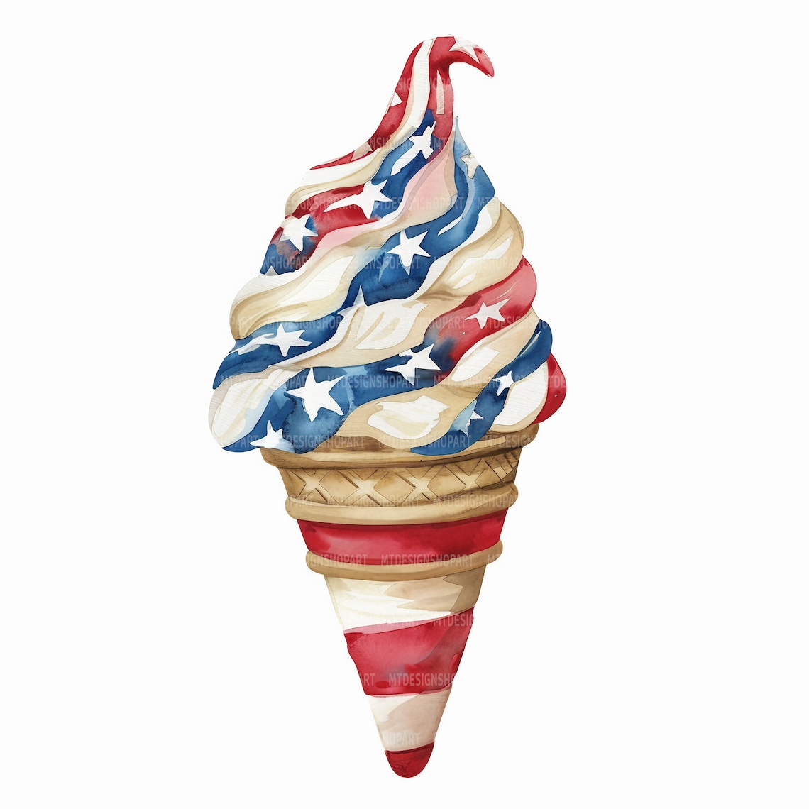 11 Patriotic Ice Cream Clipart, Usa Flag Clipart, Ice Cream, Printable ...