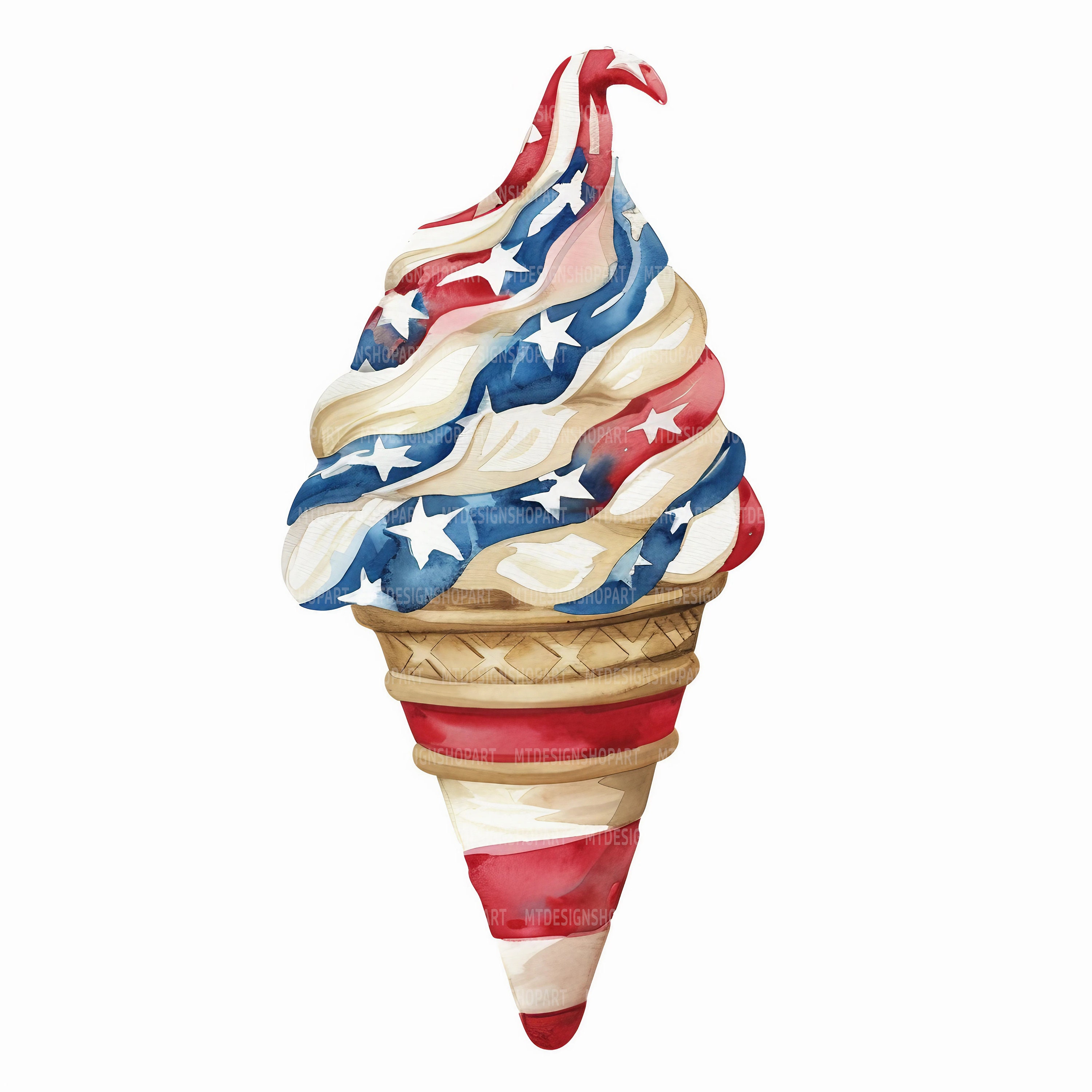 11 Patriotic Ice Cream Clipart, Usa Flag Clipart, Ice Cream, Printable ...