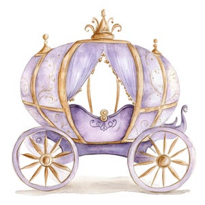 19 Fairytale Carriage Clipart, Purple Princess Carriage Art, Printable ...