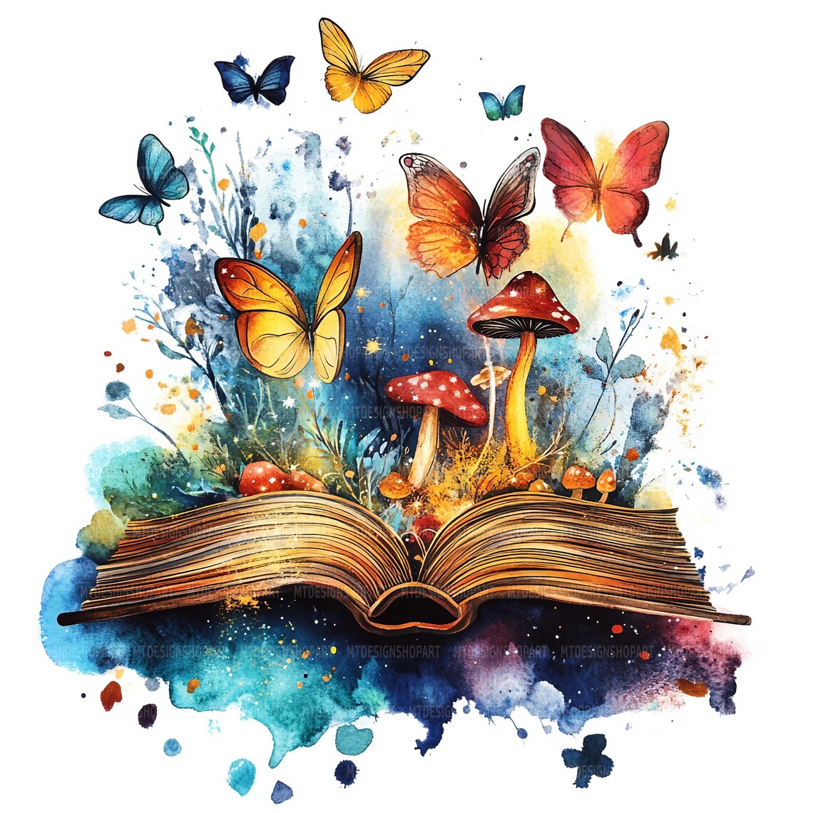 19 Magic Book Clipart, Open Magic Book, Printable Watercolor Clipart ...