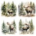20 Moose in Winter Clipart, Moose Clipart, Printable Watercolor Clipart ...