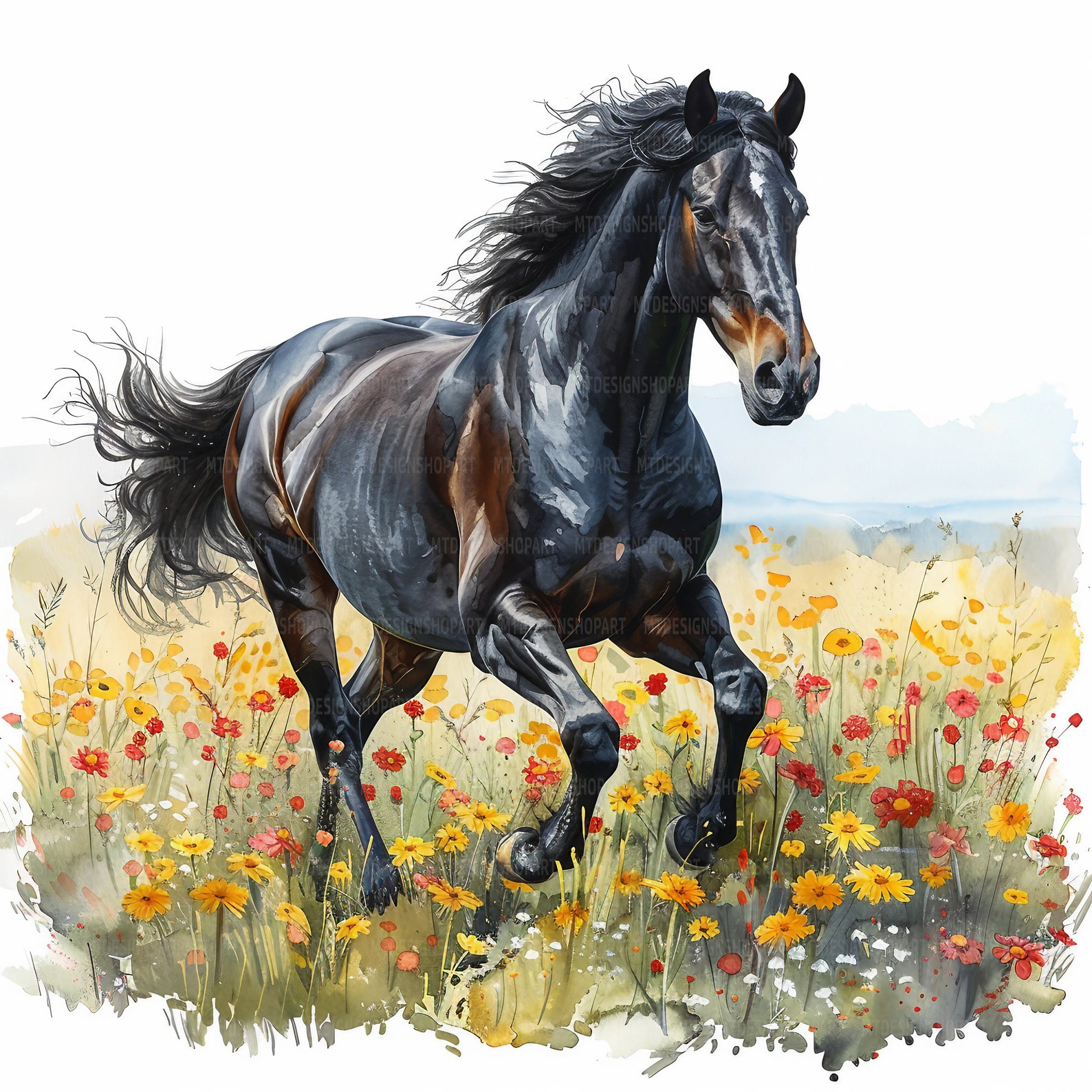 12 Black Horses Clipart, Horse Clipart, Watercolor Clipart, Paper Craft ...