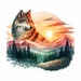 18 Wolf Sunset Clipart, Printable Watercolor Clipart, Watercolor Wolf ...