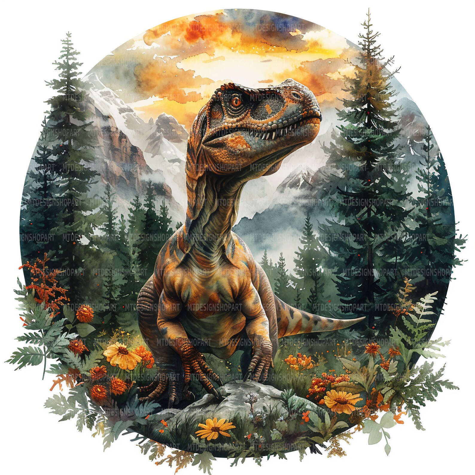 12 T Rex Clipart, Dinosaur Clipart , Printable Watercolor Clipart, High ...