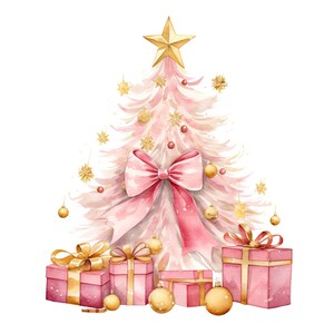 19 Pink Christmas Tree Clipart, Christmas Gift Tree, Printable ...