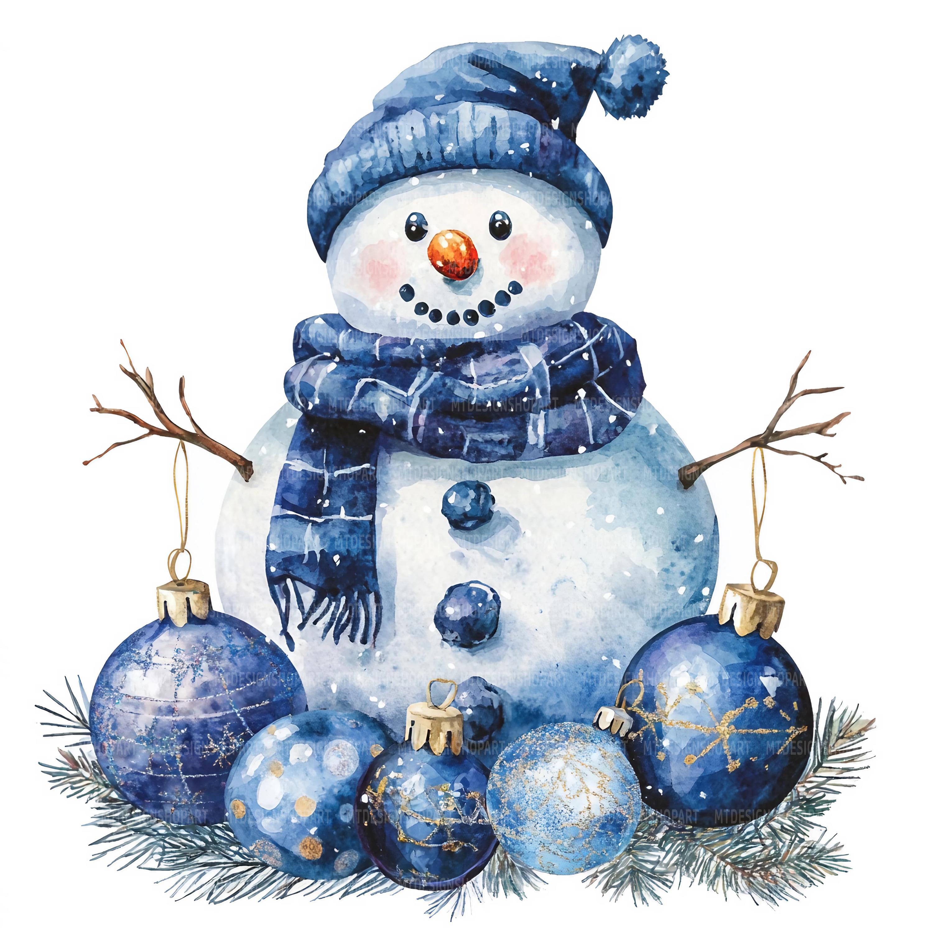 19 Snowman Clipart, Christmas Snowmen, Blue Snowmen, Printable ...