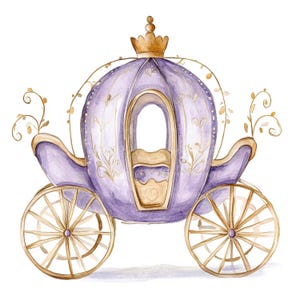 19 Fairytale Carriage Clipart, Purple Princess Carriage Art, Printable ...