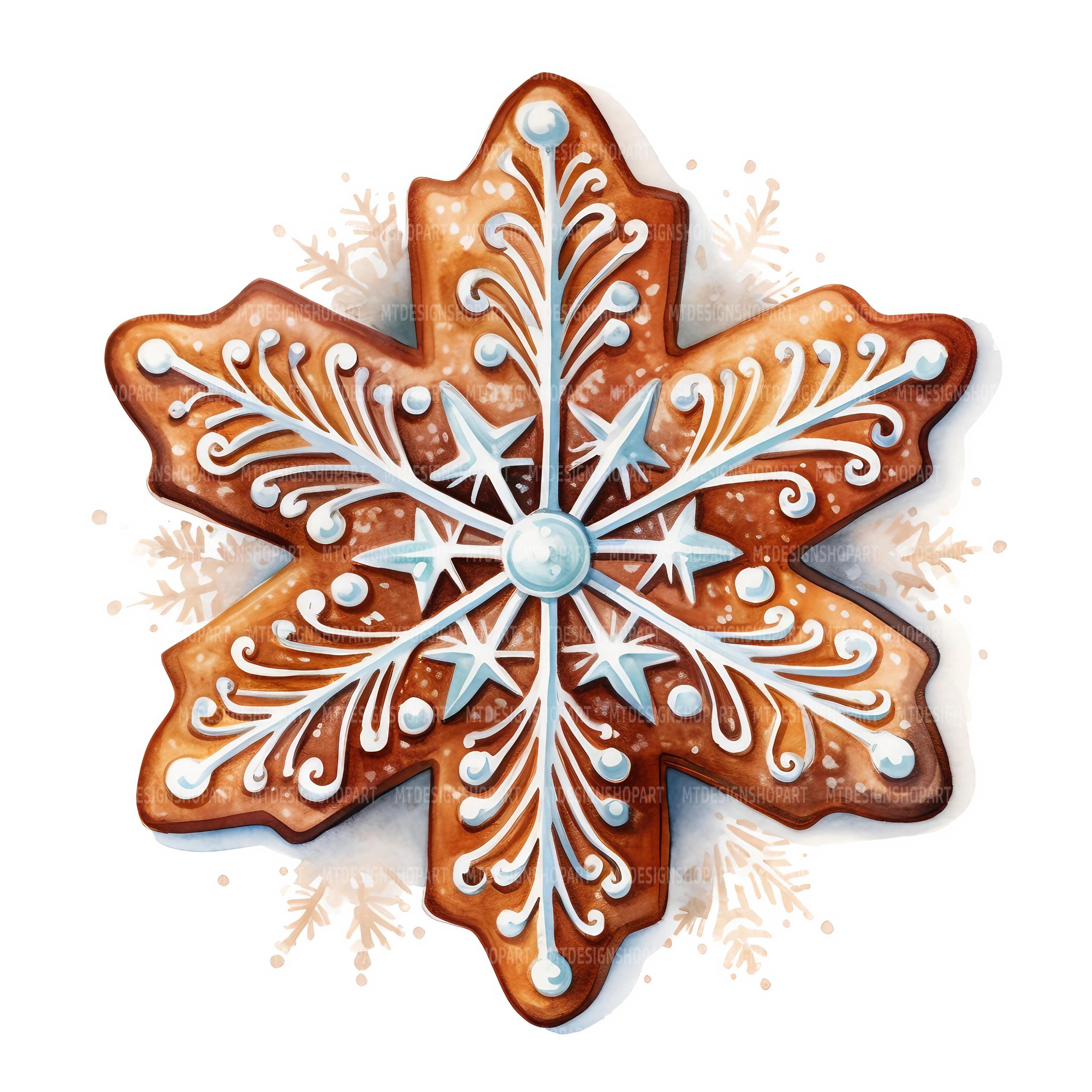 19 Christmas Gingerbread Snowflake Clipart, Festive Season, Printable ...