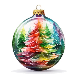 16 Christmas Tree Baubles Clipart, Christmas Bauble, Printable ...