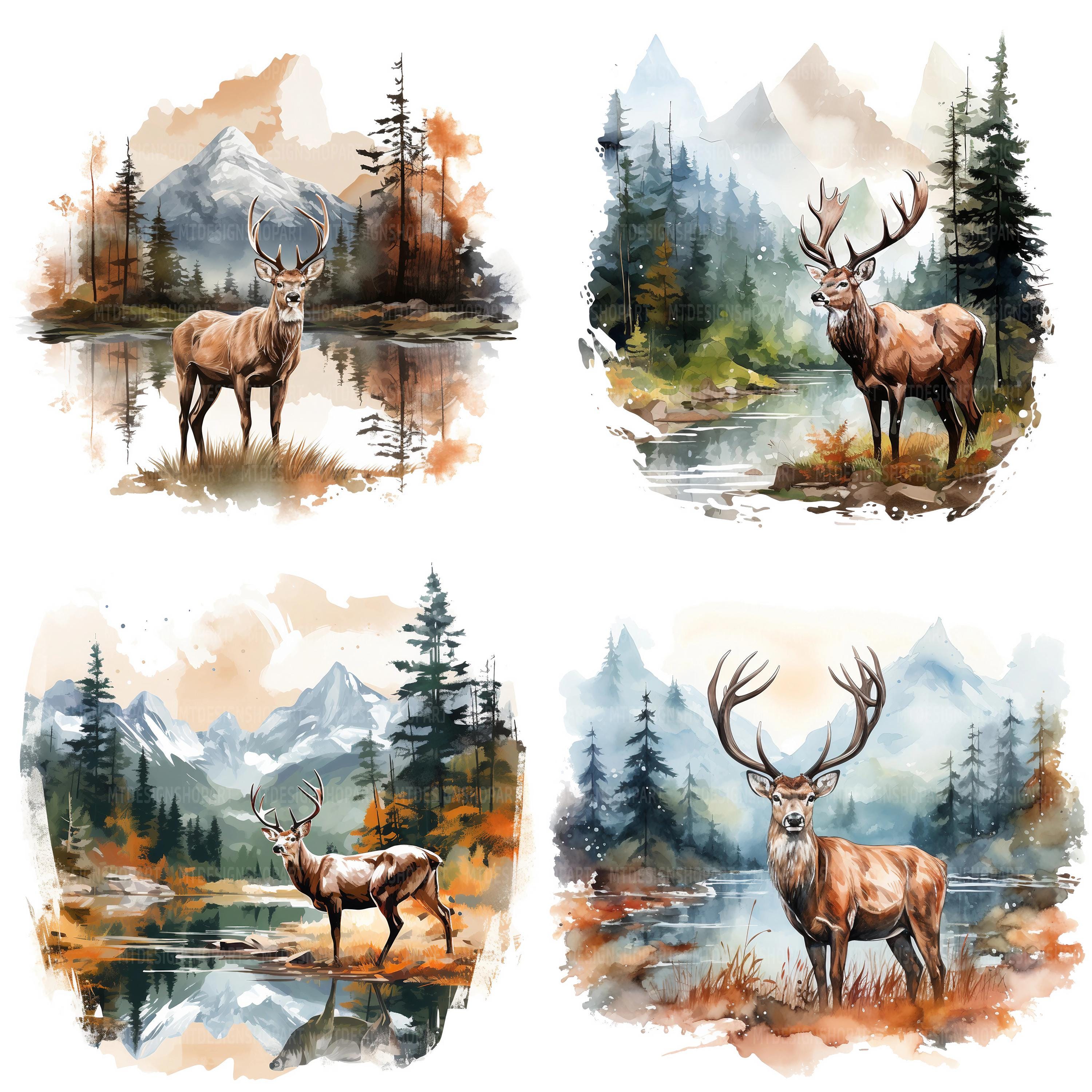 Watercolor Deer Clipart: Forest Animal Jpgs (digital Download) - Etsy