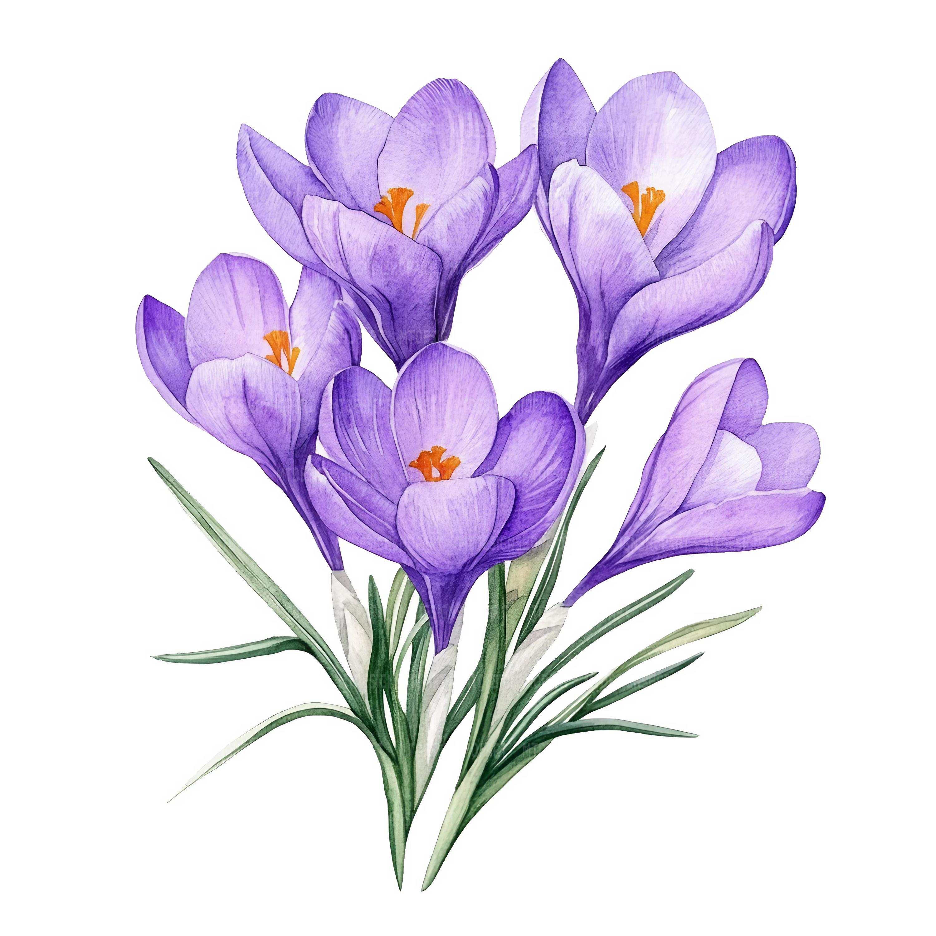 24 Purple Freesia Flowers Clipart, Purple Flowers, Printable Watercolor ...
