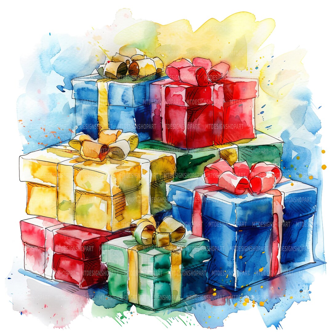 15 Colorful Gift Boxes Clipart, Rainbow Box, Gift Wrapped, Printable ...