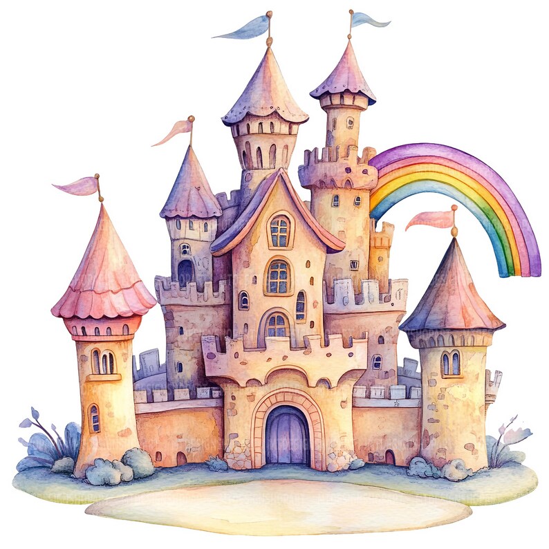 18 JPG Rainbow Princess Castle Bundle Clipart, Digital Download Cute ...