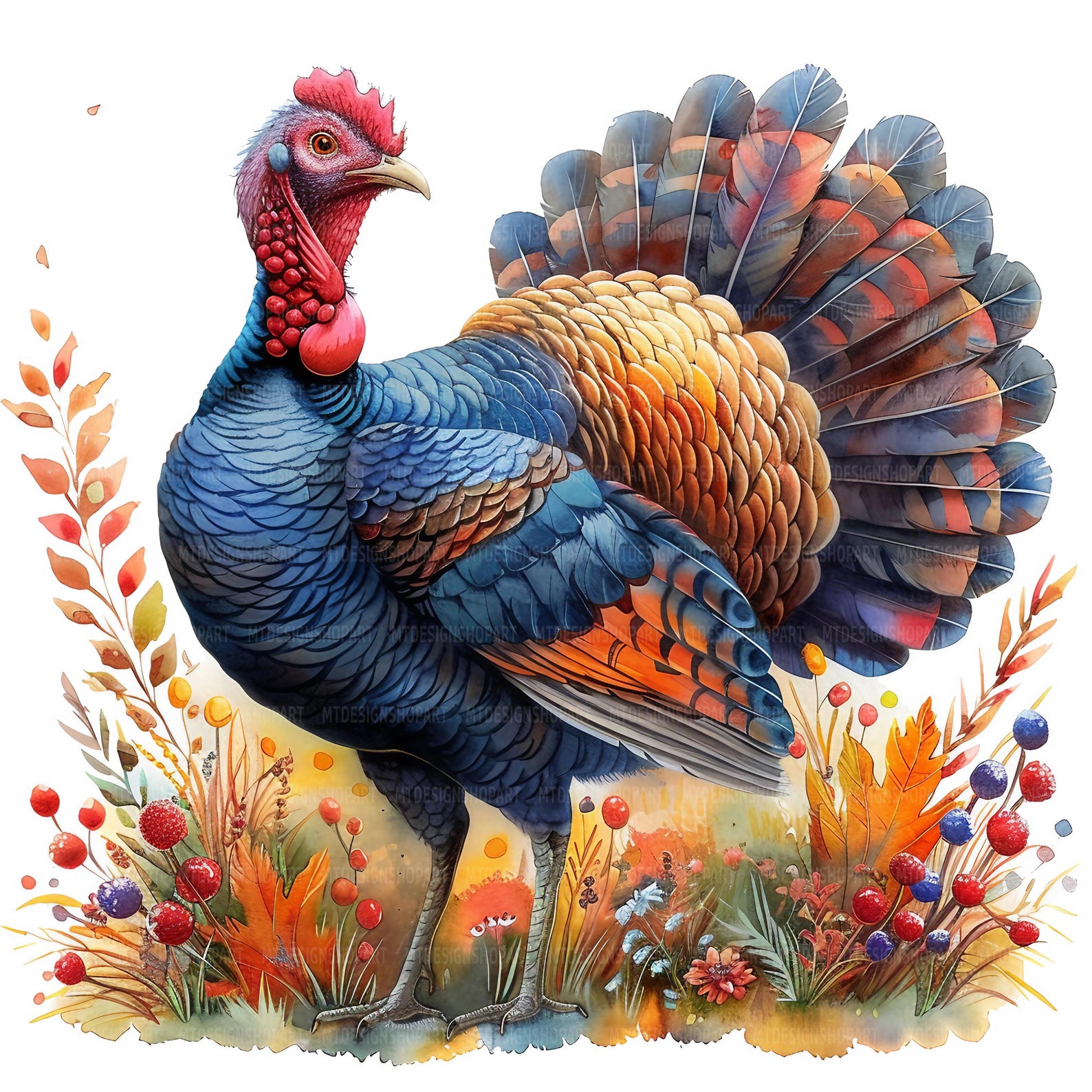 19 Turkey Clipart, Thanksgiving Clipart, Printable Watercolor Clipart ...