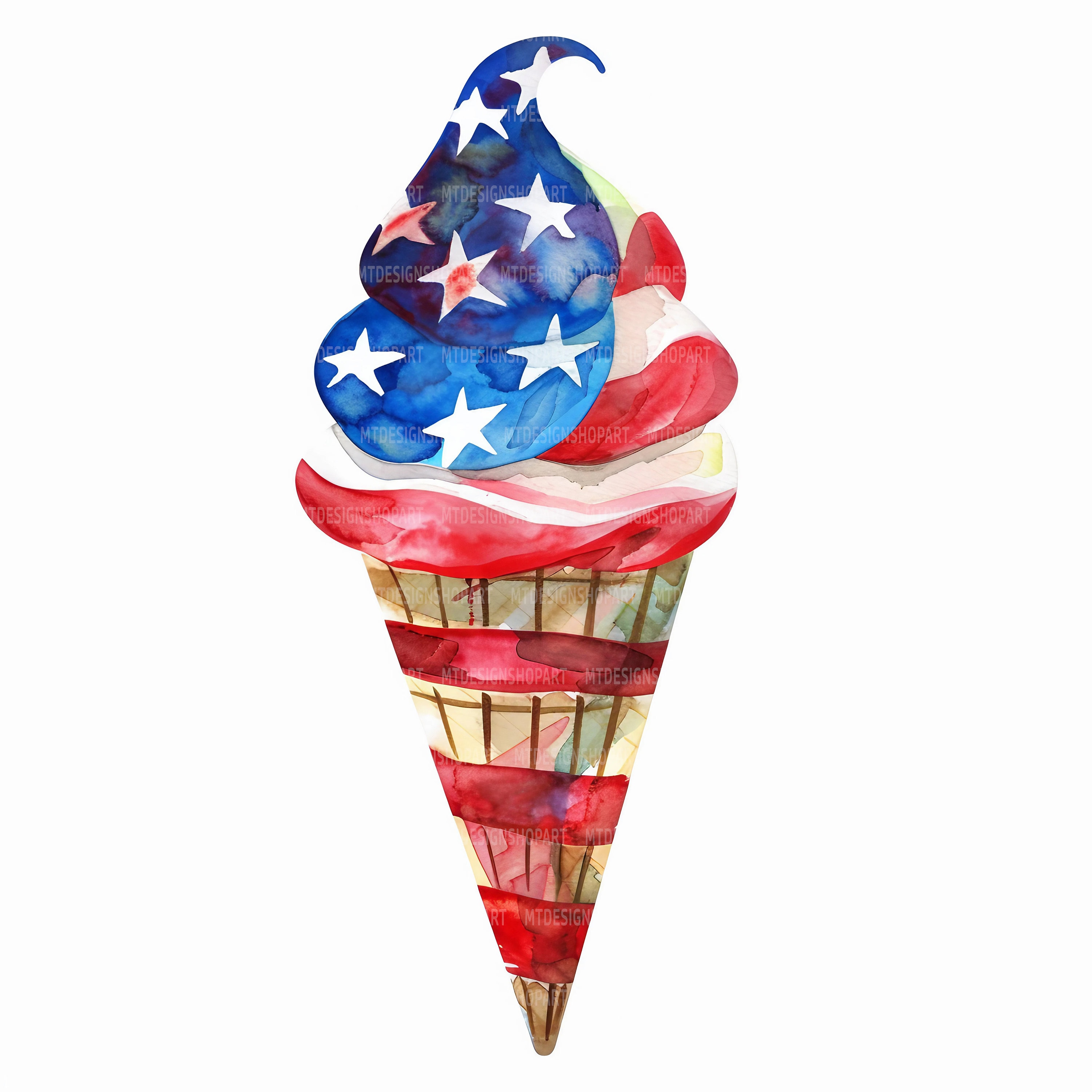 11 Patriotic Ice Cream Clipart, Usa Flag Clipart, Ice Cream, Printable ...
