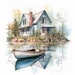 16 Lakehouse Clipart, Lake House, Printable Watercolor Clipart, House ...