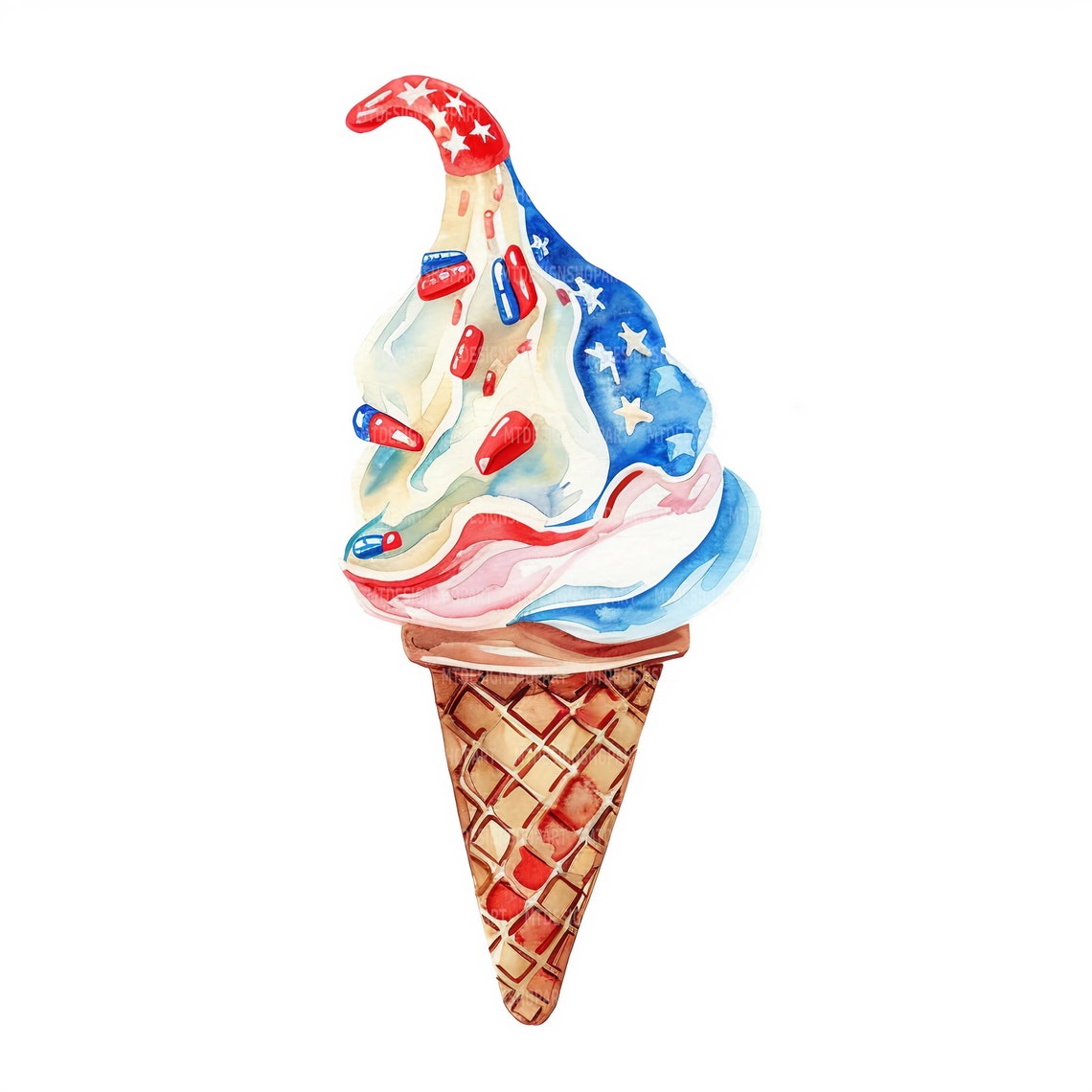 11 Patriotic Ice Cream Clipart, Usa Flag Clipart, Ice Cream, Printable ...