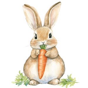 Bunny & Carrot Watercolor Clipart: Paper Crafts, Junk Journals (digital ...