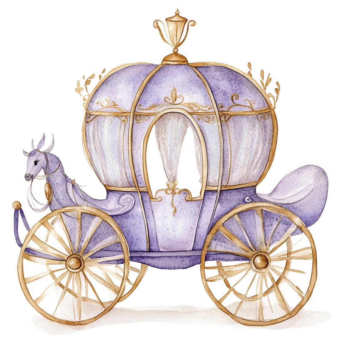 19 Fairytale Carriage Clipart, Purple Princess Carriage Art, Printable ...