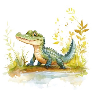 16 Baby Alligator Clipart , Baby Crocodile, Printable Watercolor ...